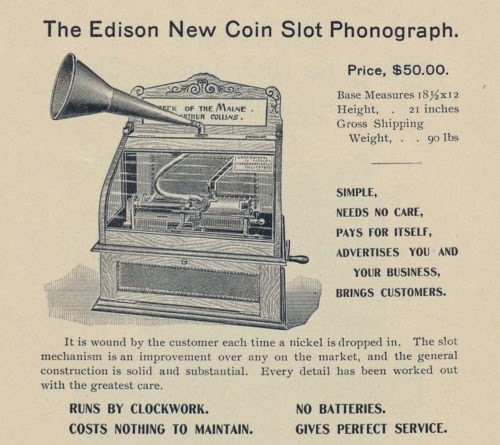 Phonautographist : Edison Coin Op Phonograph Vintage Advertisement