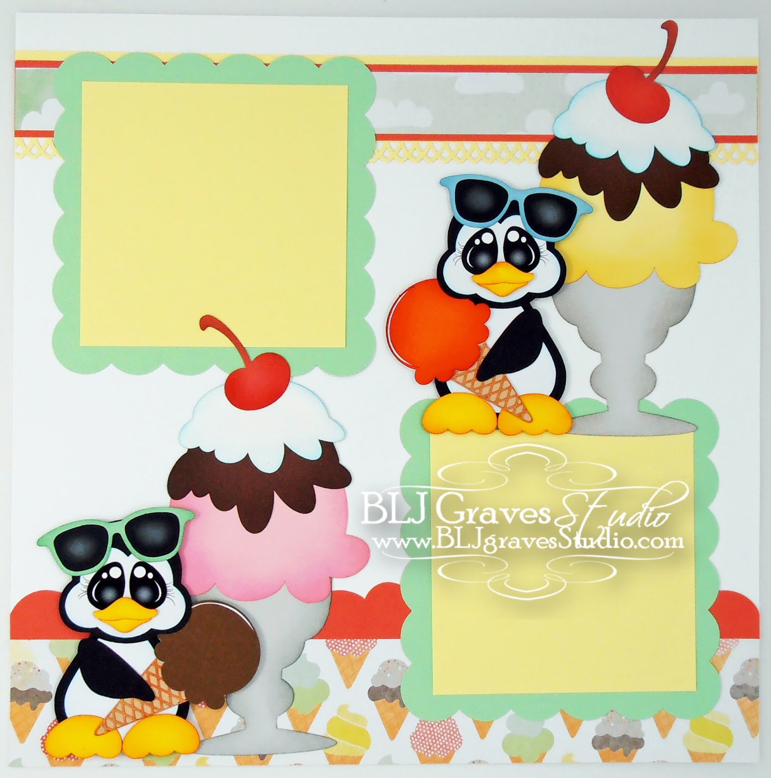 BLJ Graves Studio: Chilly Treats Ice Cream Scrapbook Page