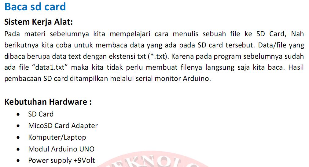 Proyek Arduino ke 11 - Baca sd card ~ ARDUINO Projek