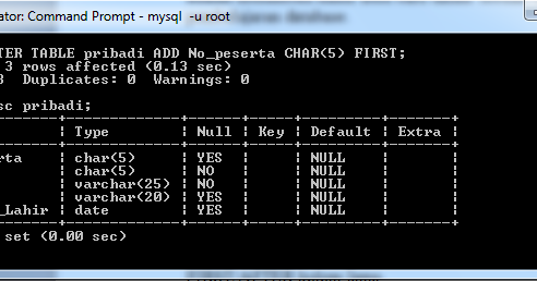 Tutorial menambah kolom baru pada tabel database mysql dengan cmd - Zikri Tekno