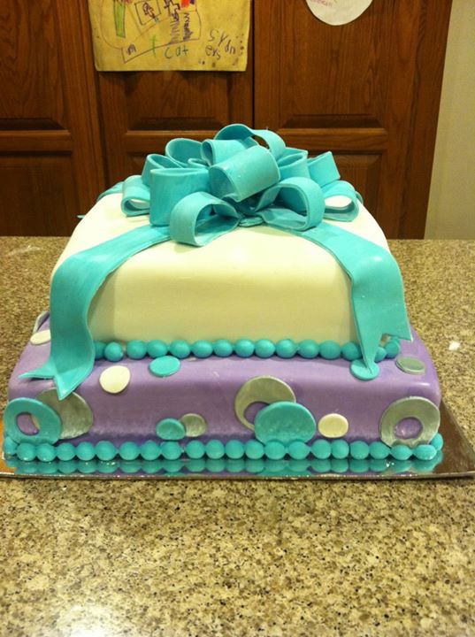 Katrina's Custom Cakes: Turquoise and Purple Birthday Cake