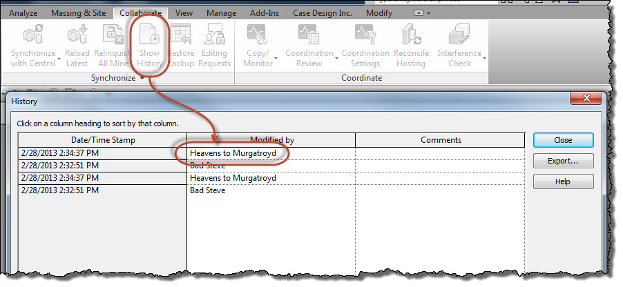 Revit OpEd: Show History and a Rogue User Name - Revit Forum
