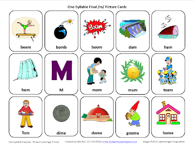 Testy yet trying: Final M: Free Speech Therapy Articulation Picture Cards