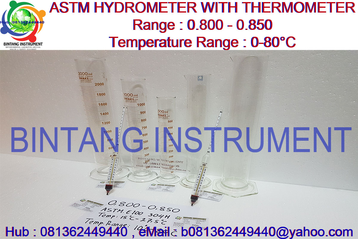 .: 081362449440 Jual ASTM Hydrometer with thermometer Range 0.800 – 0. ...
