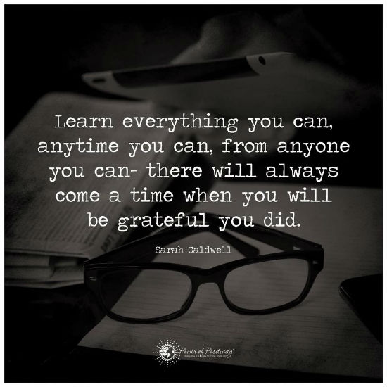 Learn everything you can, anytime you can, from anyone you can there ...