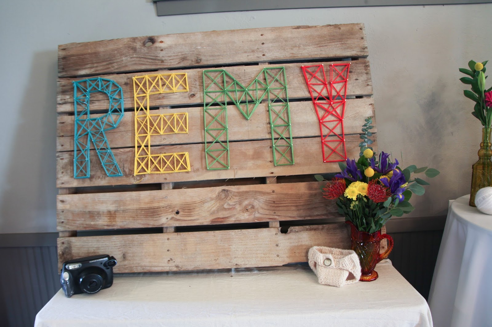 colorful knit-theme baby shower