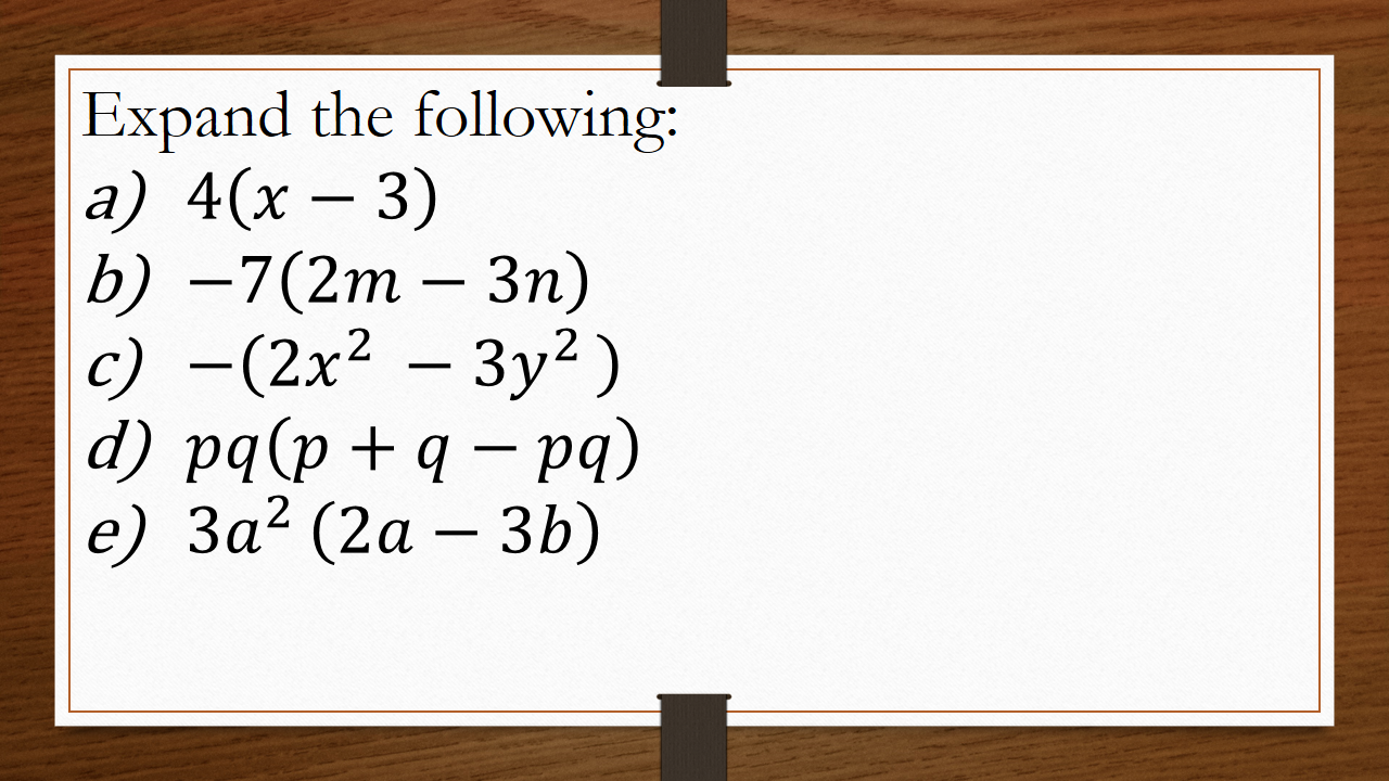 Math 9: Chapter 4: ALGEBRAIC MANIPULATION