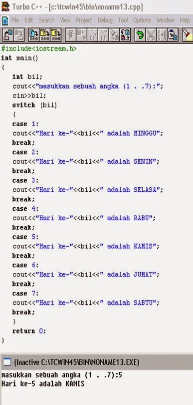 Pengetahuan Dunia IT & Islam: Contoh script c++ menentukan hari