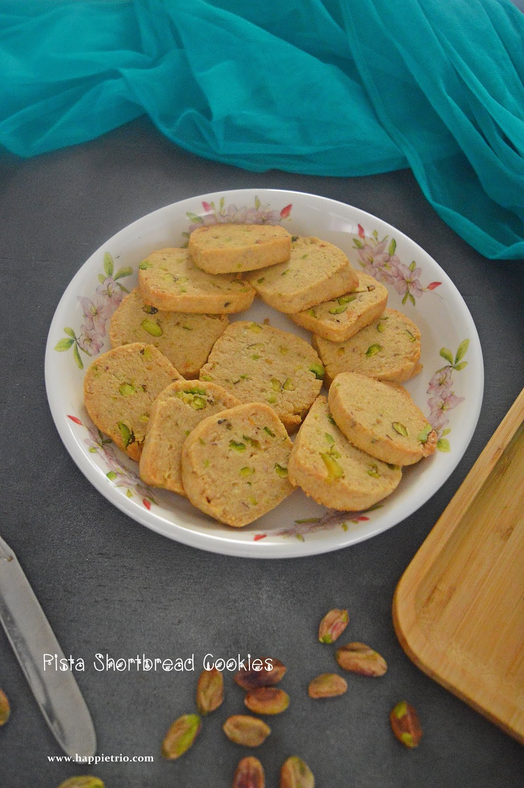 Pista Shortbread Cookies| Eggless Pistachio Cookies - Cook with Sharmila