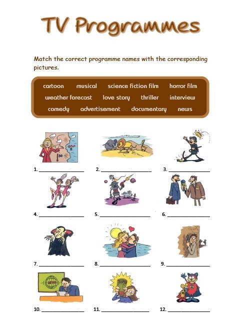 English resources for teachers: TV Programmes-worksheet