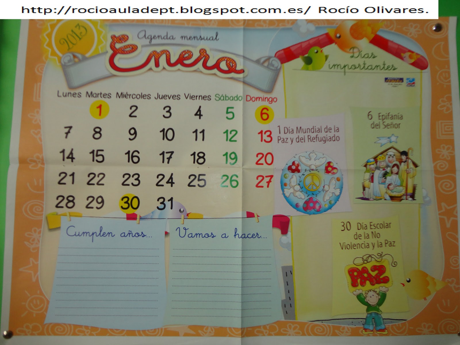 ROCIO OLIVARES. EL AULA DE PT.: CALENDARIO... ENERO