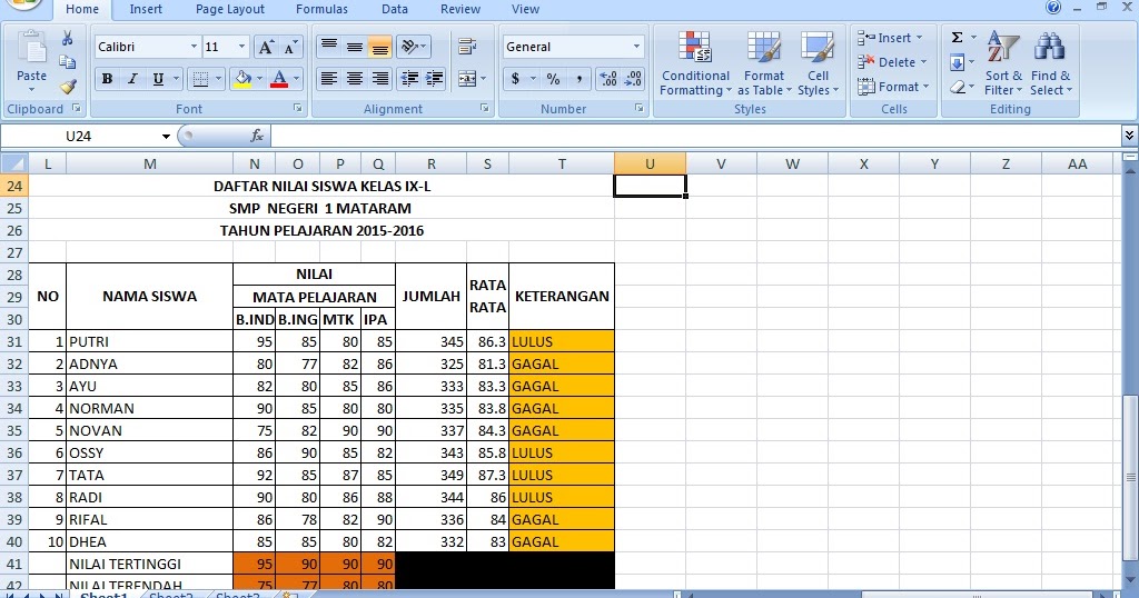Rumus - rumus dalam Microsoft Excel