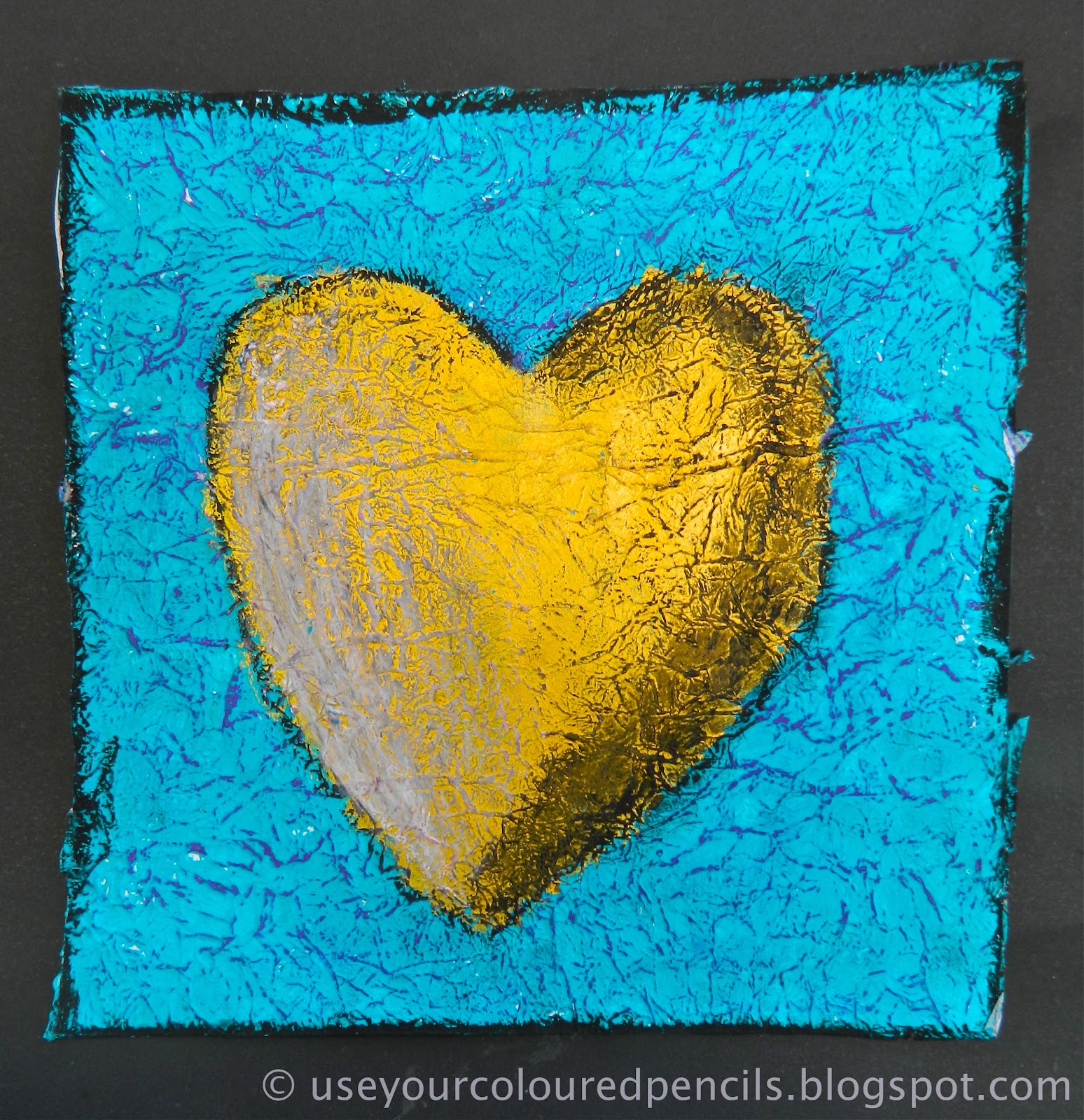 Use Your Coloured Pencils: Textured Heart Paintings