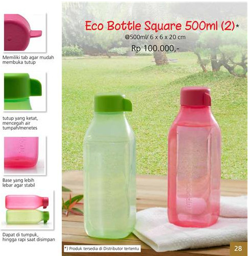 Eco Bottle Square 500ml (2) - TUPPERWARE INDONESIA Promo November 2016