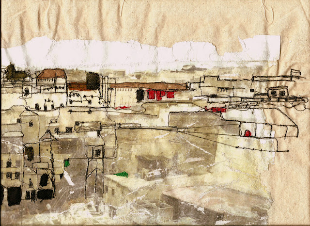Me Is This Photo Transfer Onto Canvas With White Paint Then Continuing To Stitch And Build Up me-is-this-photo-transfer-onto-canvas-with-white-paint-then-continuing-to-stitch-and-build-up
