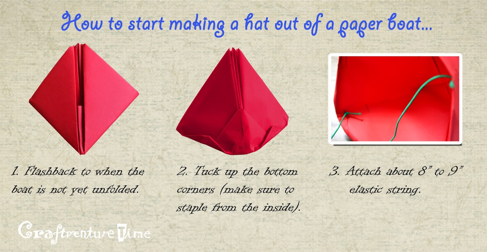 Craftventure Time DIY Fruit And Veggies Hats From Paper Boat Part I Craftventure Time DIY Fruit And Veggies Hats From Paper Boat Part I