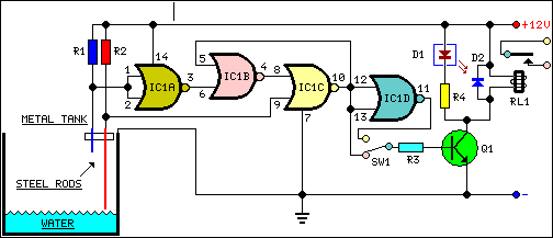 Water Pump Relay Controller Circuit Schematic | Electronic Circuits Diagram