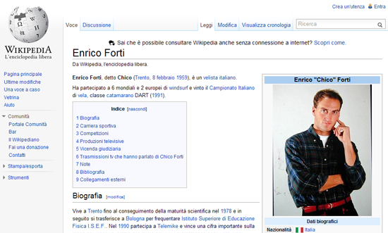 CHICO FORTI FREE: La carriera e la storia di Chico Forti su Wikipedia