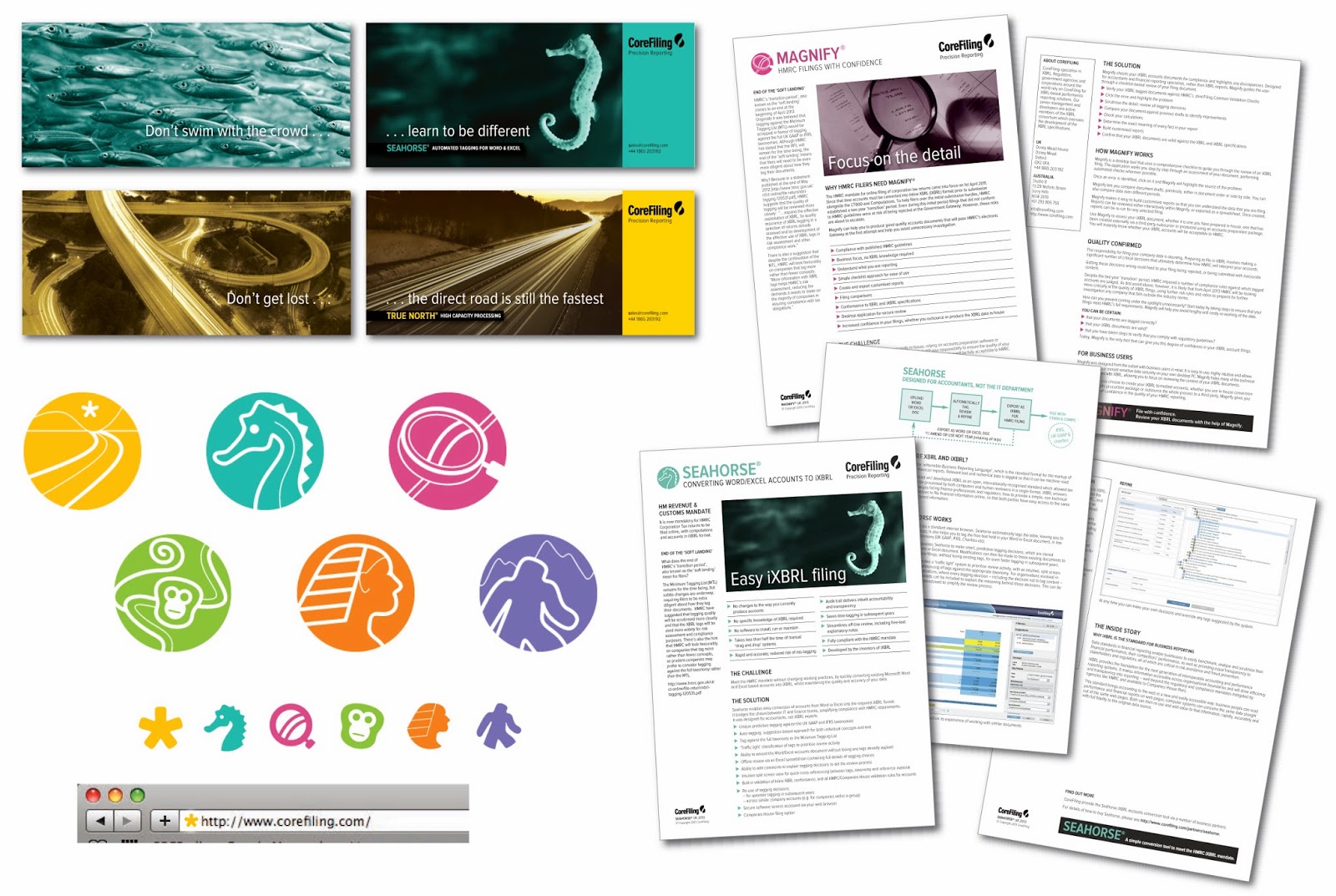 Jane Designed This: CoreFiling icons, ads and info sheets