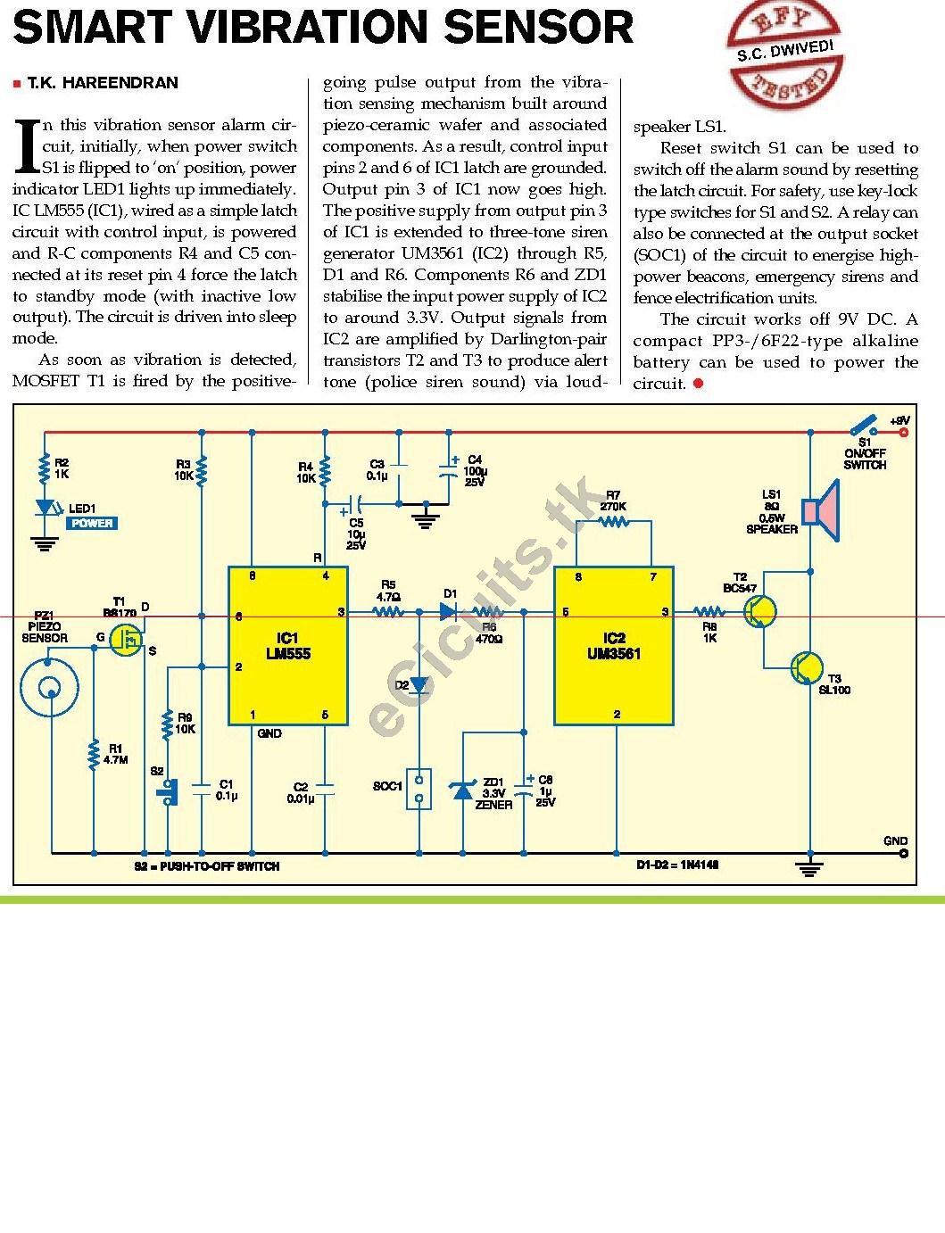 Smart Vibration Sensor ~ Electronics Circuits For You