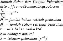 Rumus2 Fisika : Rumus Fisika Peluruhan Radioaktif