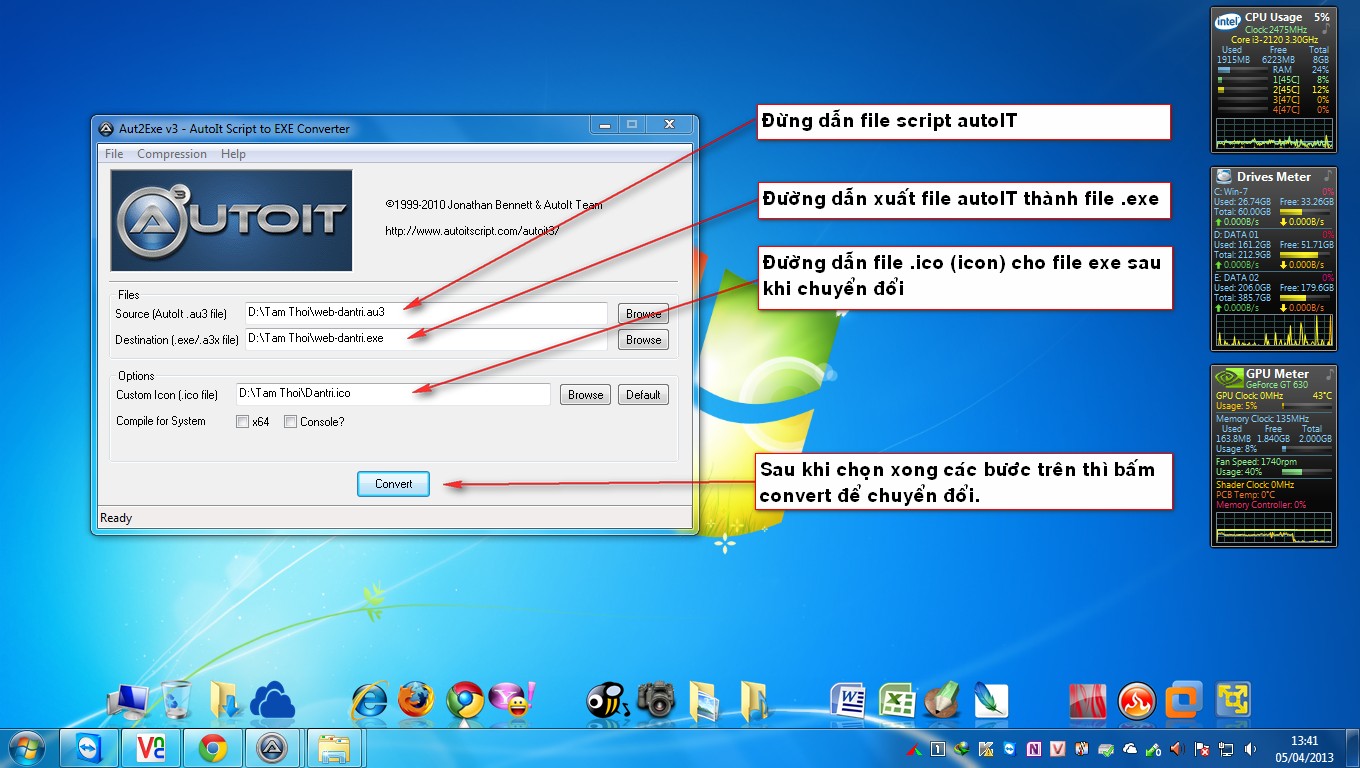 Hướng dẫn tạo icon chương trình + đóng gói thành file exe với AutoIT ...