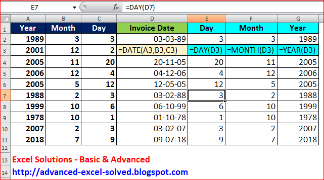 Year Month Day Function in Excel | Excel Solutions - Basic and Advanced