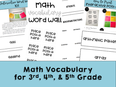 Kelly McCown: Interactive Math Vocabulary Word Wall {Grades 3 to 5}