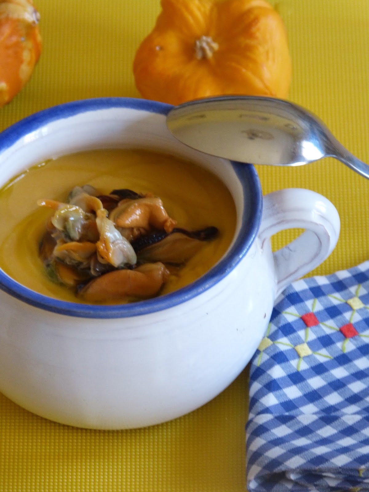 Crema de calabaza y leche de coco