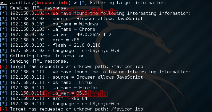 Gather Browser and OS Information of Remote PC using Http Client Exploit - Hacking Articles