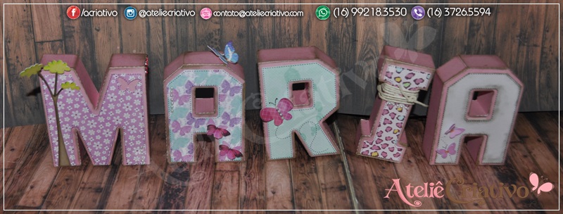 Letra 3D Maria Clara - Ateliê Criativo
