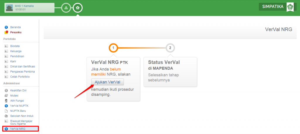 Cara Pengajuan NRG Baru di Simpatika Bagi Guru Madrasah