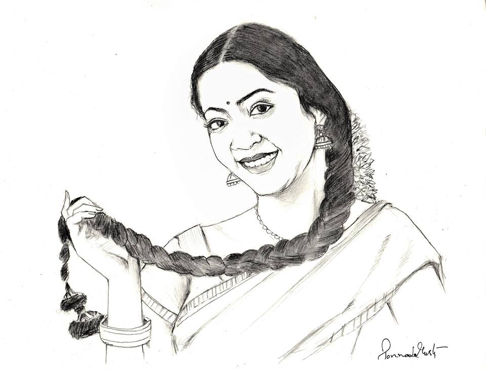 తెలుగు వెలుగు: జడ సౌందర్యం - పెన్సిల్ చిత్రం