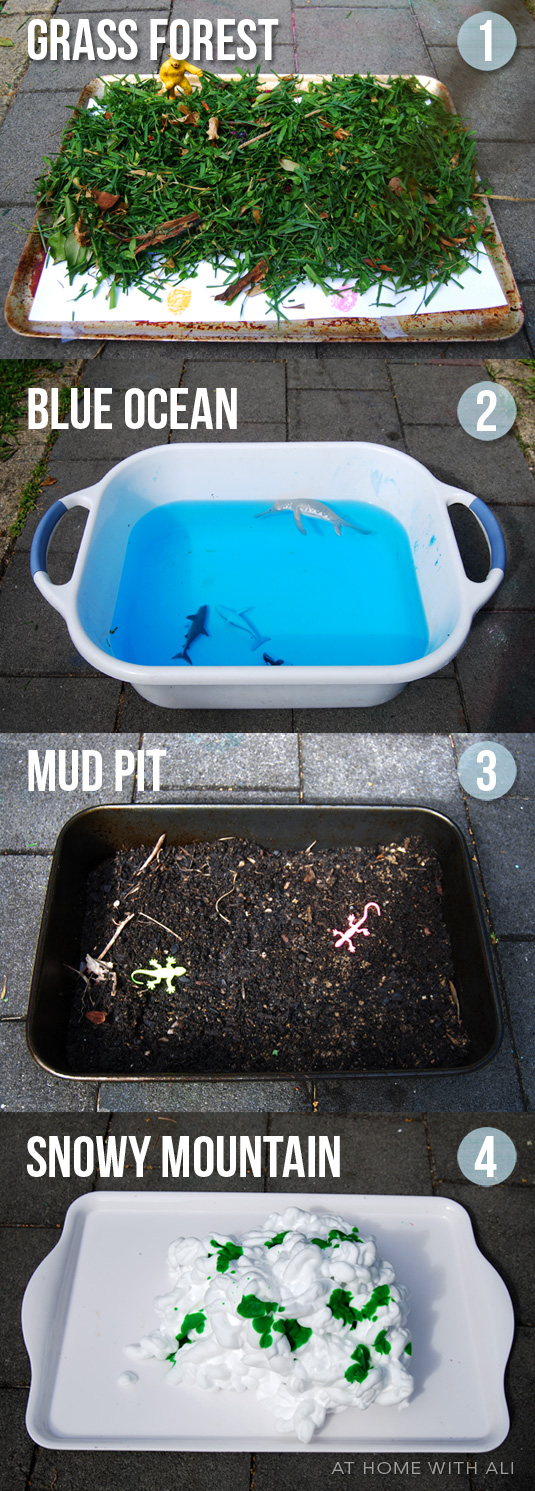 At home with Ali: Big and Little..... Explorers sensory play