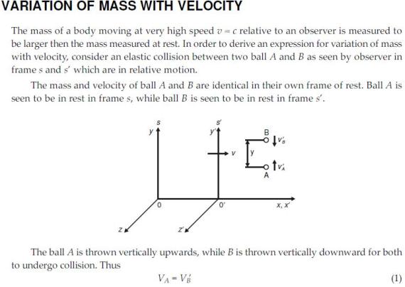 Vedupro: Variation of mass with velocity, Variation of mass with ...