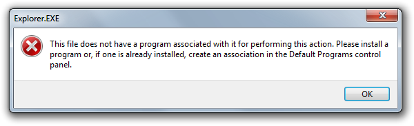 No Program Associated with Emptying the Recycle Bin Error