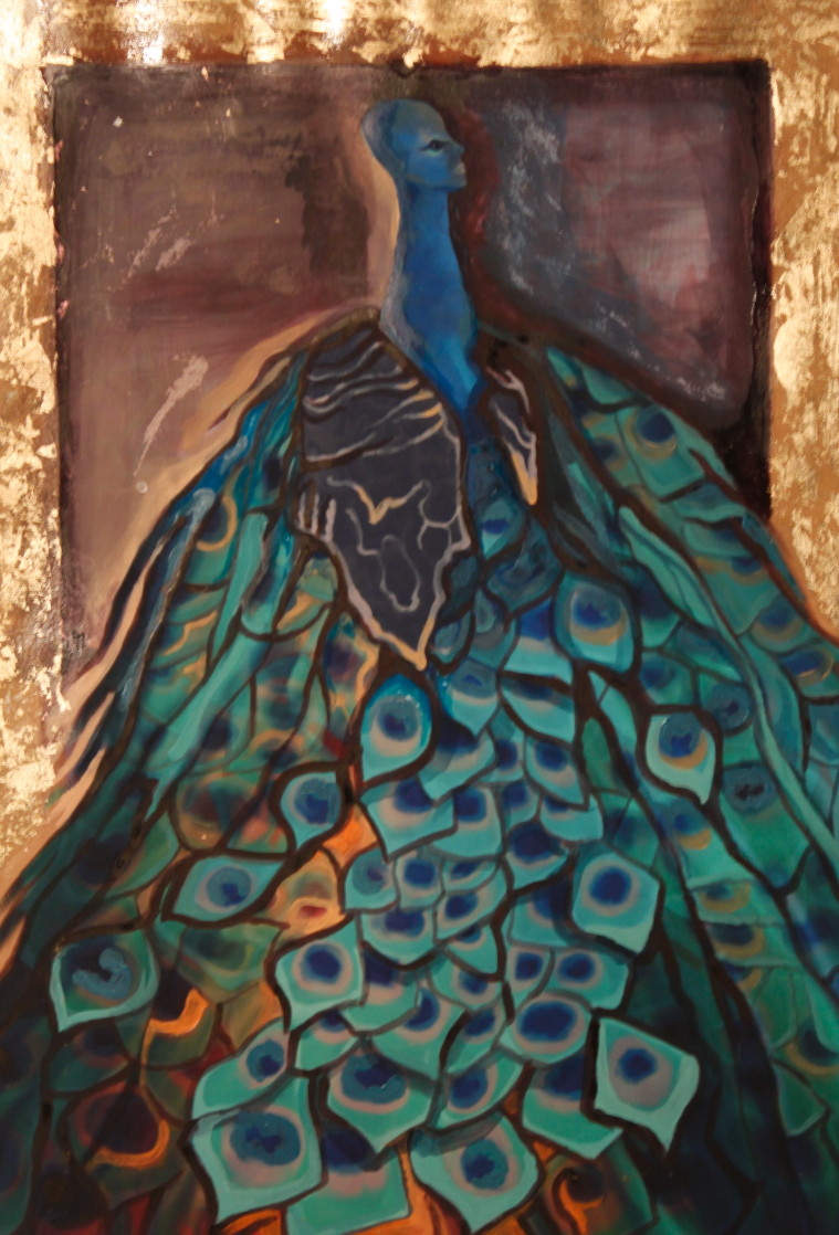 Digital Drawing: Peacock Lady—Painted and Completed