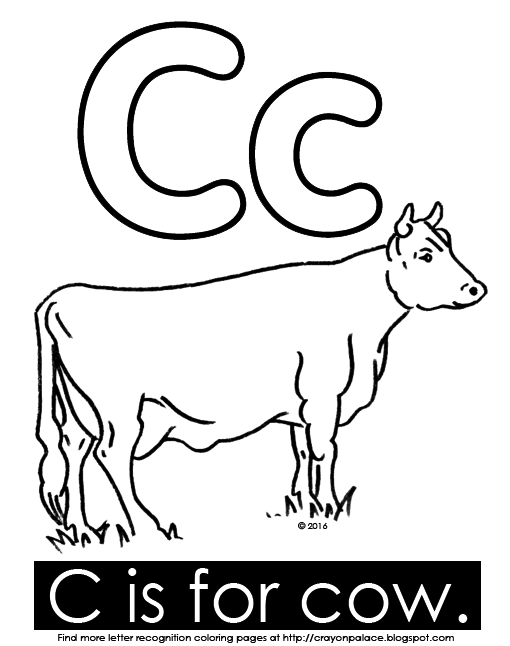Crayon Palace: "C is for cow" alphabet coloring pages