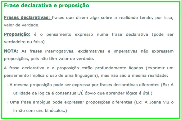 Espanto: Proposições e frases declarativas