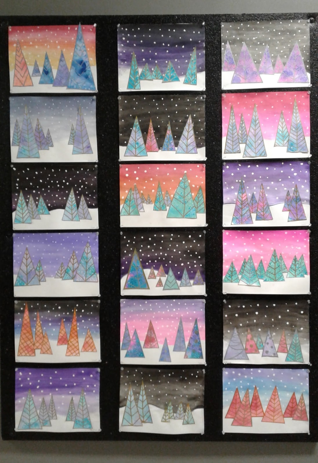 a faithful attempt: Contemporary Evergreen Trees Mixed Media Collage