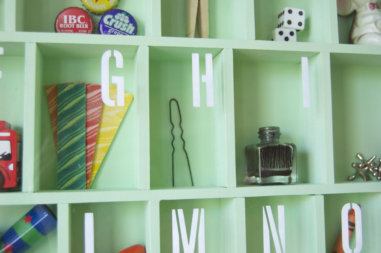 Alphabet Shadow Box with Martha Stewart Glass Paint