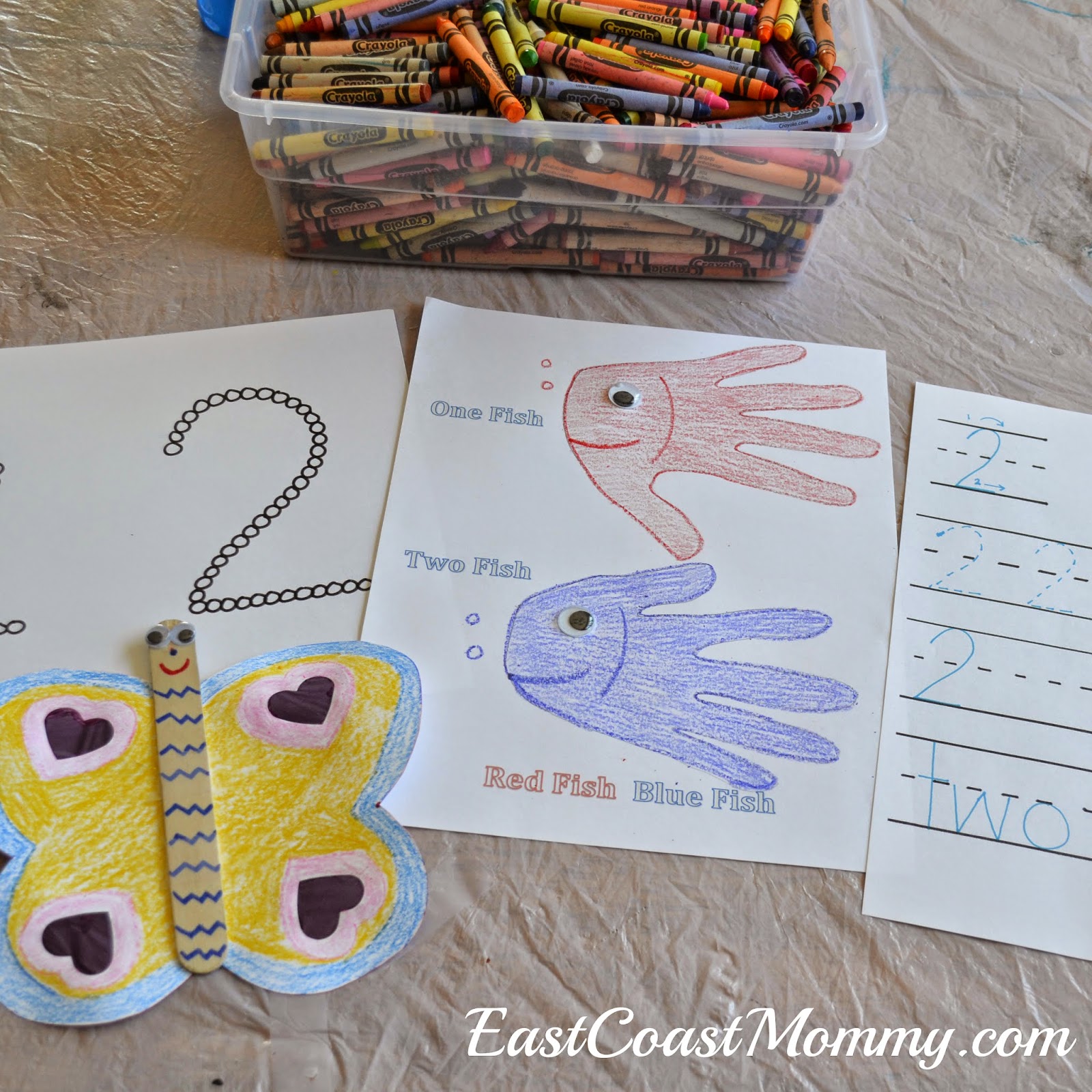 East Coast Mommy: Number Crafts {Number TWO}... Butterfly and Fish Crafts