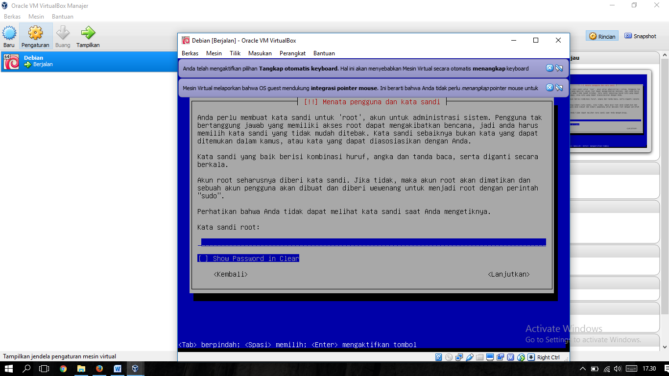 Tutorial Install Linux Debian Berbasis (CLI) melalui Virtual Box