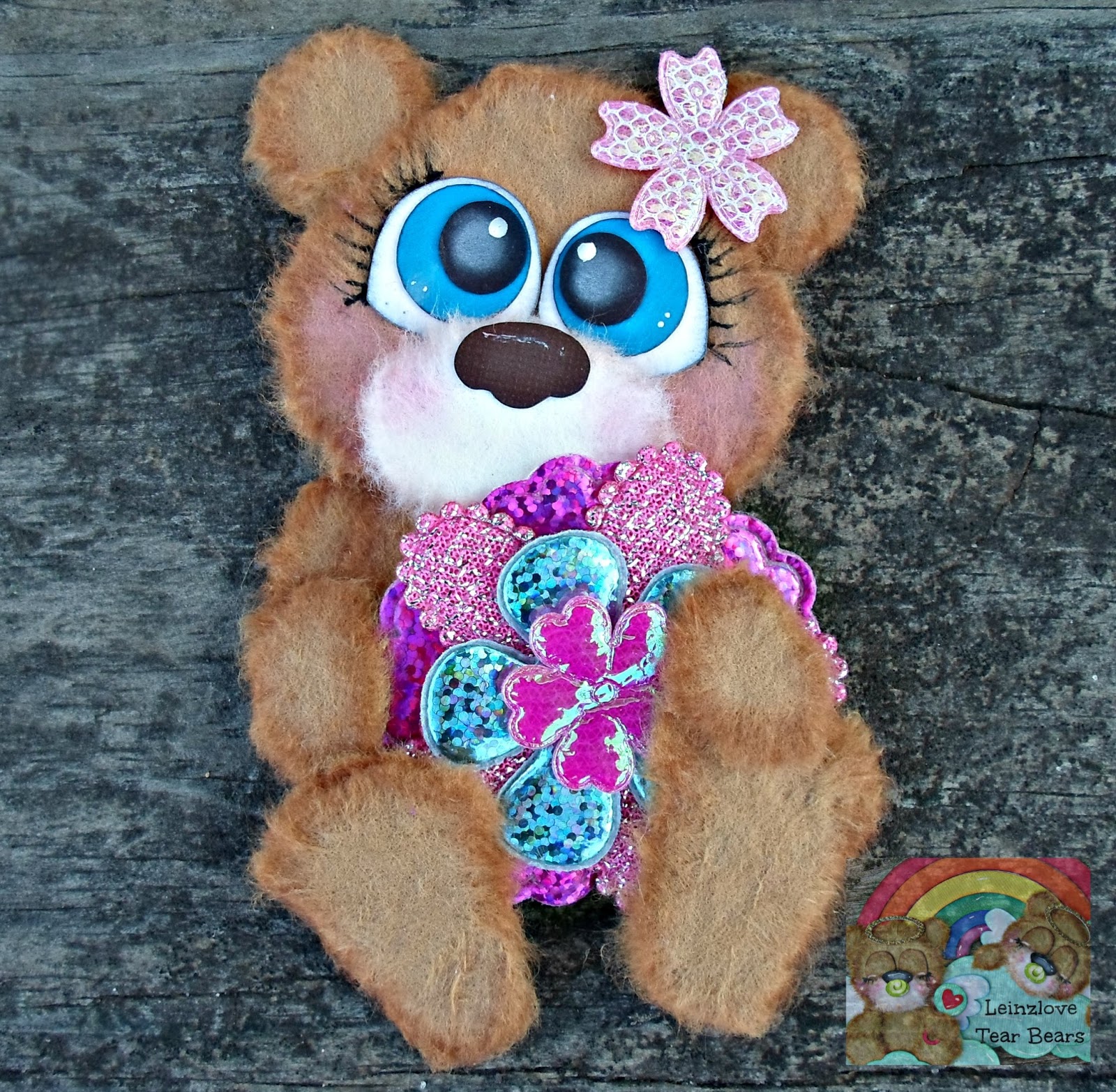Leinzlove Tear Bears: Flower Tear Bear Scrapbook Embellishment