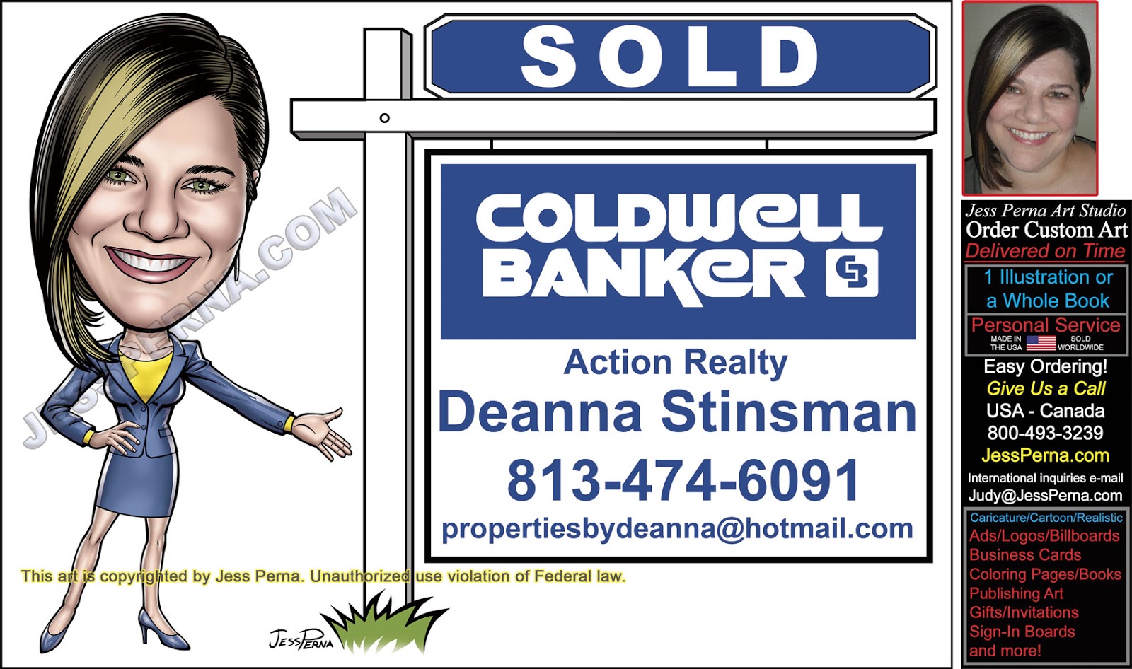 How to Order Ad Cartoons and Caricatures: Real Estate Sold Signs