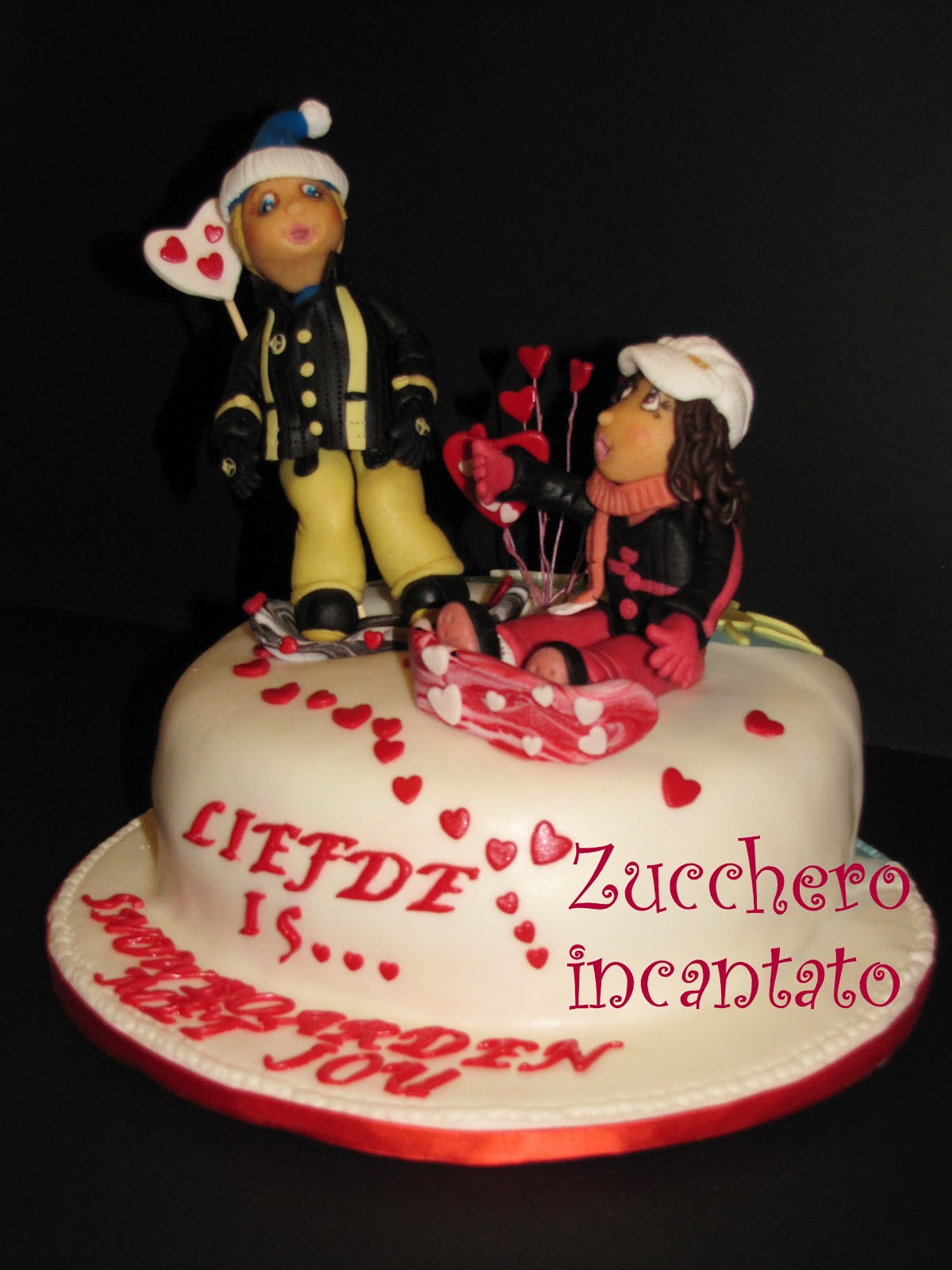 Zucchero incantato: VALENTINE'S DAY CAKE:LOVE IS...SNOWBOARDING WITH YOU