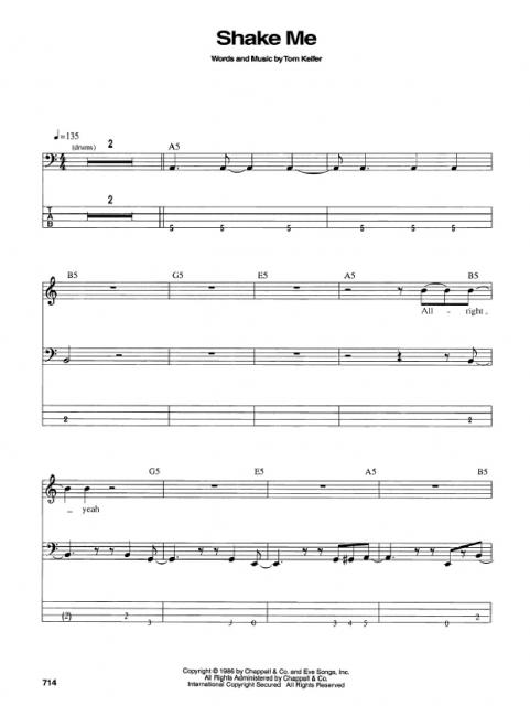 Cinderella - Shake Me | Partituras para Bajo