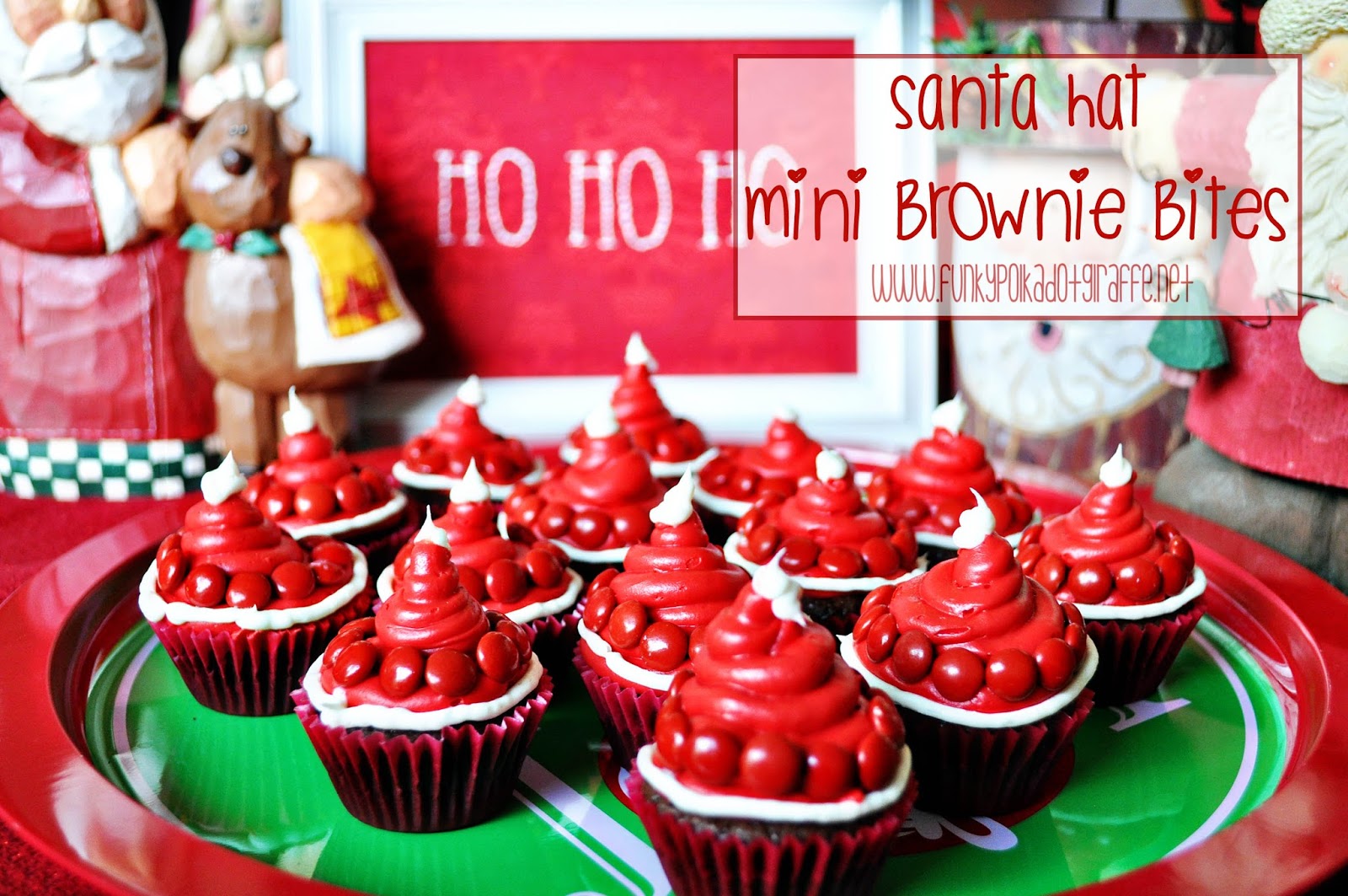 Funky Polkadot Giraffe: Santa Hat Mini Brownie Bites #BakeInTheFun