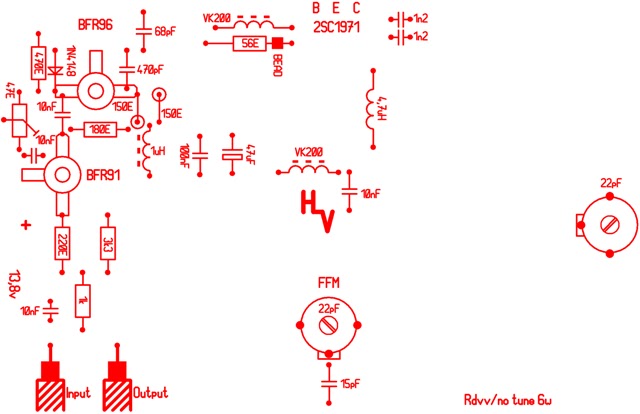 Amplifier 10mWatt - 6Watt Profline (MicroStripline BFR91 BFR96 2SC1971 ...