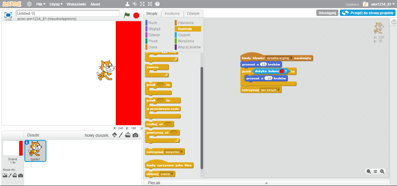Scratch ZKPIG 6: Projekt "Kot w labiryncie"